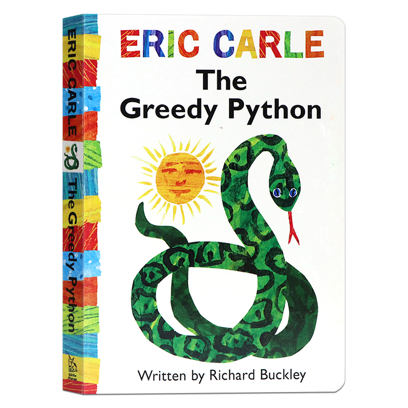 Eric Carle艾瑞卡尔贪婪的蟒蛇英文原版绘本低幼儿童英语图画故事书 The Greedy python撕不烂纸板书亲子读物启蒙认知读物_虎窝淘