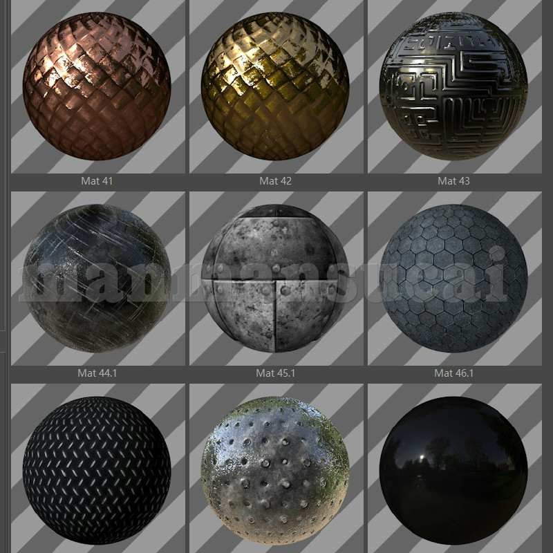 42- c4d材质 50个C4D科幻材质预设 sci-fi_texture_pack_1.1_虎窝淘