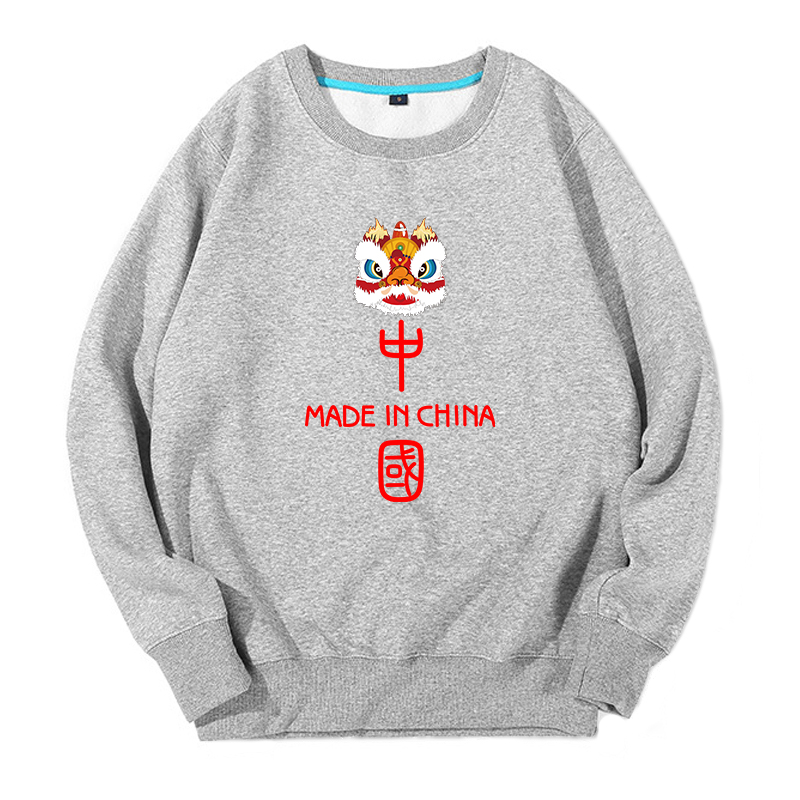 潮牌卫衣男女情侣圆领加绒虎年红色衣服国潮流中国风学生班服定制_虎窝淘