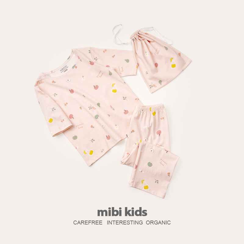 mibi儿童家居服套装春夏季新款女童薄睡衣2件套男童纯棉短袖睡衣_虎窝淘