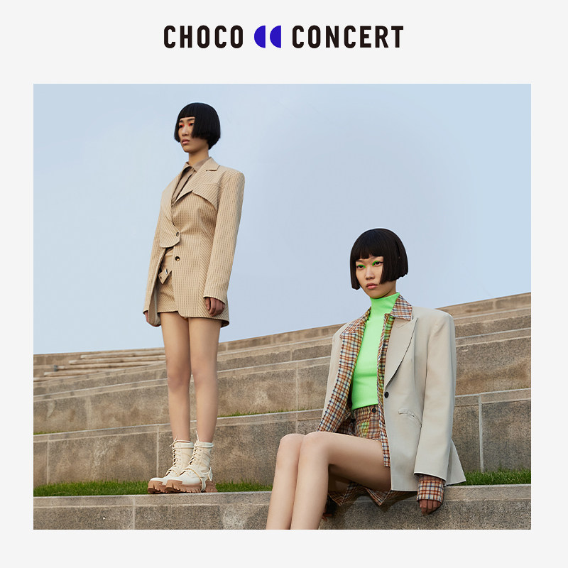 CHOCO CONCERT设计鞋履丨刘逸云同款秋冬绑带厚底马丁靴短靴_虎窝淘