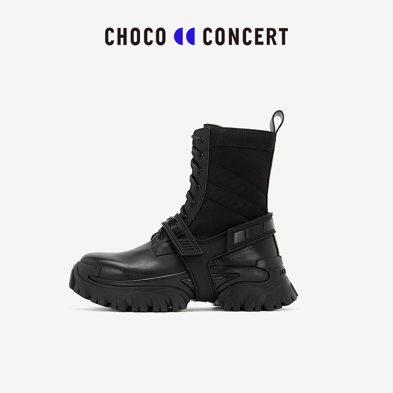 CHOCO CONCERT设计鞋履丨刘逸云同款秋冬绑带厚底马丁靴短靴_虎窝淘