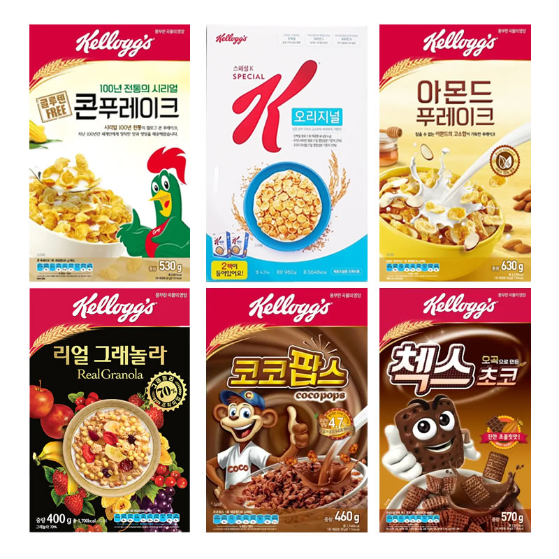 韩国进口食品KELLOGG'S家乐氏营养早餐玉米麦片6种口味2件包邮_虎窝淘