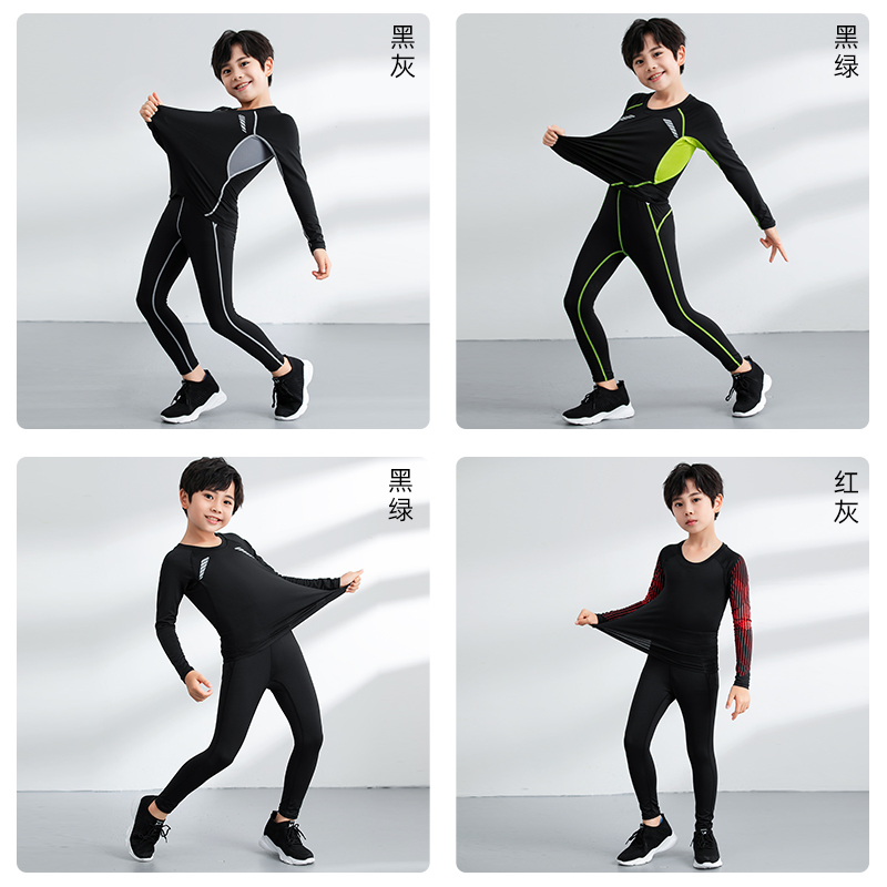 KIDK儿童运动紧身衣训练服男女健身足球篮球跑步打底速干衣套装_虎窝淘