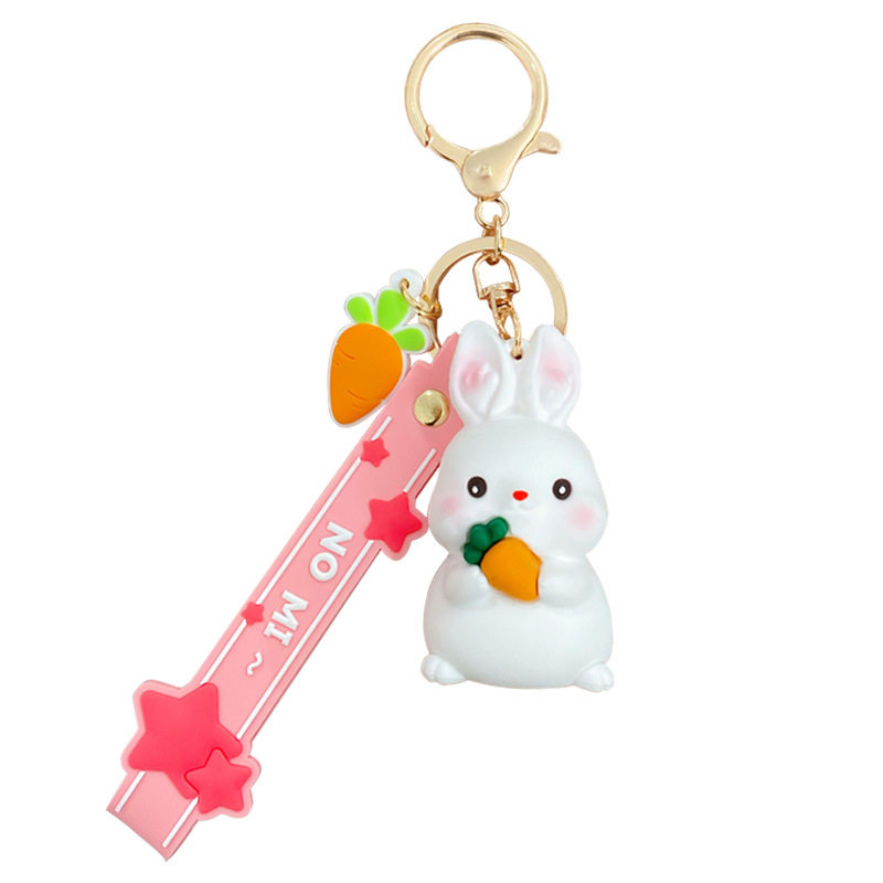 原创糯米兔汽车用钥匙扣女精致小兔子钥匙挂件书包挂饰公仔钥匙链_虎窝淘
