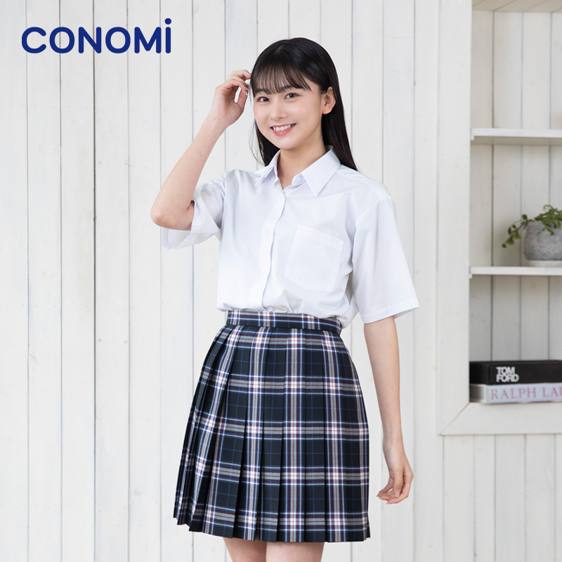 conomi日系学院风2023新款软妹正版JK制服纯色修身校服短袖衬衫女_虎窝淘