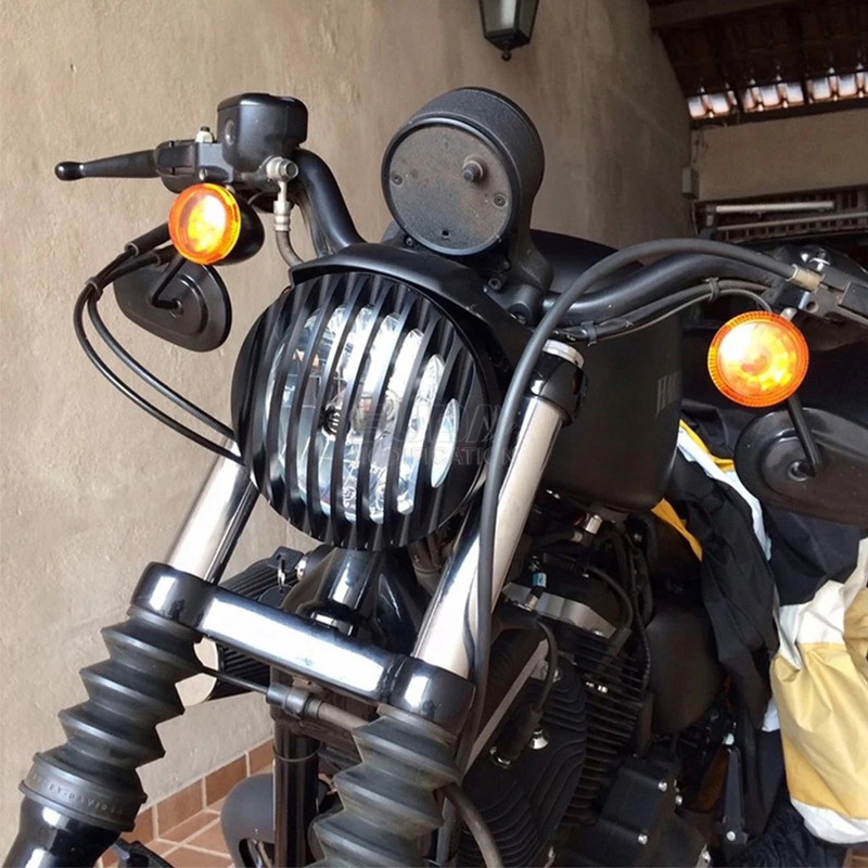 摩托车配件哈雷XL883 1200 X48 X72改装大灯罩大灯护罩栅栏灯罩_虎窝淘