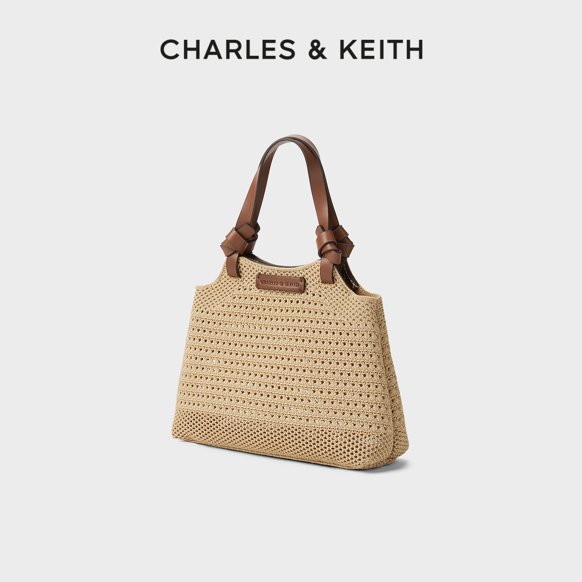 【母亲节礼物】CHARLES&KEITH夏女包CK2-30782111单肩编织托特包_虎窝淘