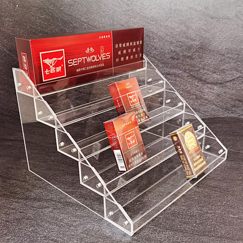 亚克力手办玩偶阶梯式陈列架多层香水化妆品收纳盒烟架桌面置物架_虎窝淘