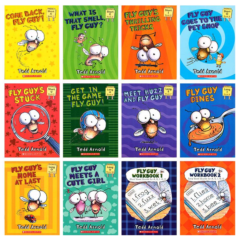 苍蝇小子自然拼读 fly guy phonics美国scholastic学乐出版包含10本书还有2本练习册适合小学孩子学习拼读的绘本美国经典儿童读物_虎窝淘