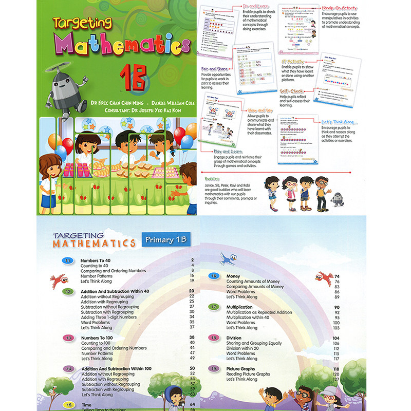 进口新加坡小学数学教材国际数学权威认证 Targeting Mathematics 1B书本+3本课内外练习册一年级下学期思达出版社英文数学 ...