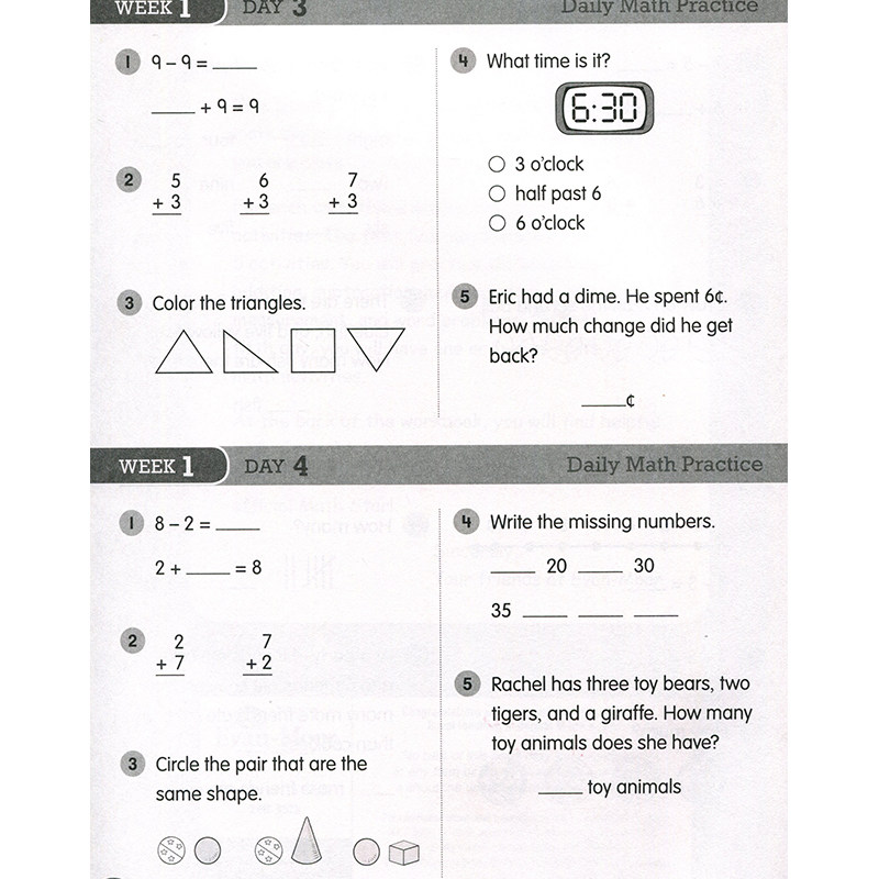 Evan-Moor Daily Math Practice Grade 2 SE每日练习系列数学复习二年级无答案作业本美国加州教辅_虎窝淘