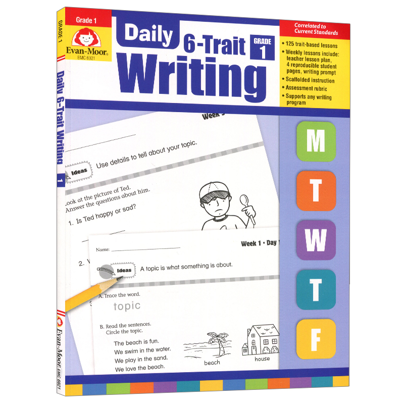 Evan-Moor Daily 6-Trait Writing Grade 1 TE每日练习系列系统写作一年级完整版美国加州教辅 ...