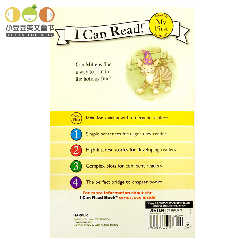 正版儿童英文绘本原版 Happy Halloween, Mittens 4-8岁i can read my first分级读物初阶 ...