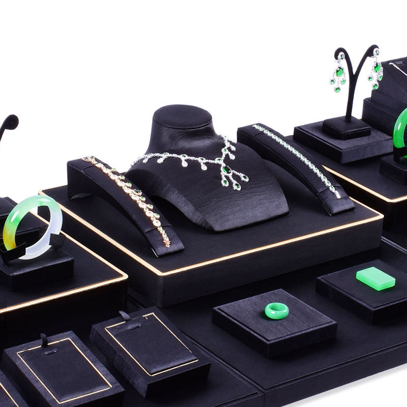JINSKY/今仕爵黑色珠宝展示道具套装翡翠玉器耳环戒指项链手镯架_虎窝淘