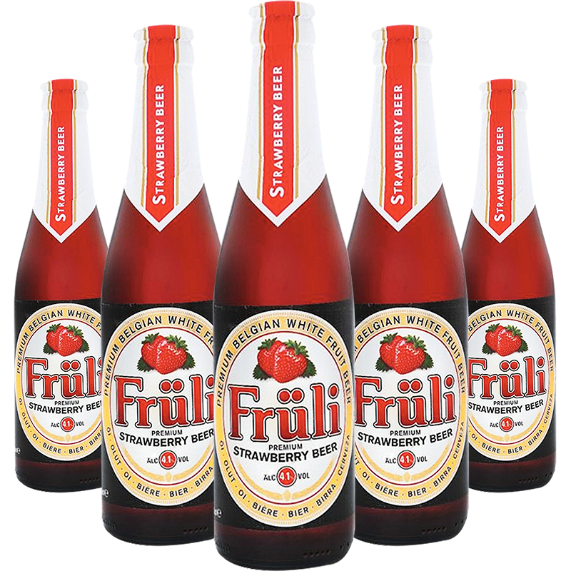 比利时进口fruli芙力草莓啤酒荔枝木瓜女士果啤甜酒精酿啤酒组合_虎窝淘