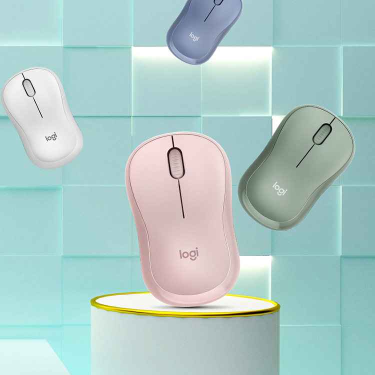 罗技M221静音无线鼠标办公商务笔记本台式电脑女生粉时尚电池无声_虎窝淘