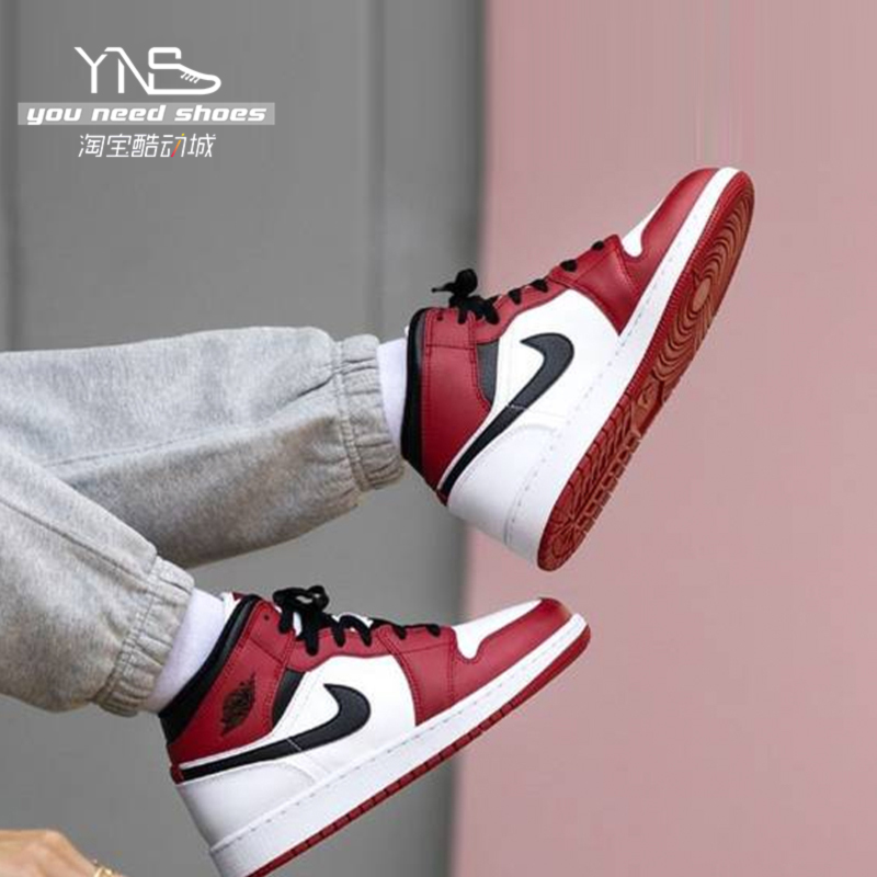油腻叔Air Jordan 1 Mid AJ1小芝加哥白红中帮凯尔特人554724-173_虎窝淘
