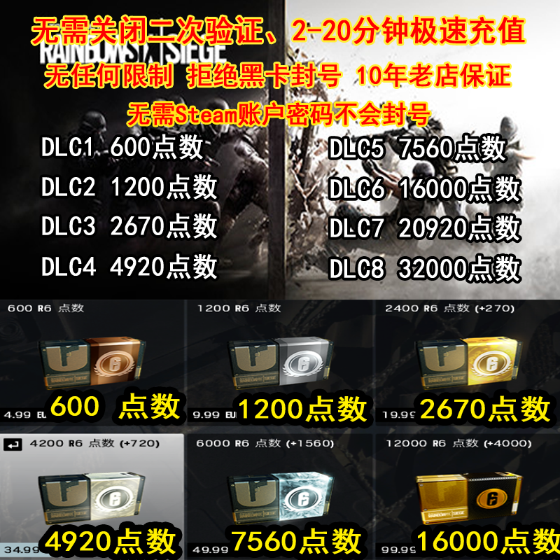 steam游戏彩虹六号r6点数围攻XBOX充值Y9第九年季票迎新包通行证_虎窝淘