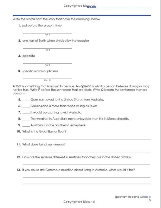 Spectrum Reading Workbook, Grade 5英文原版 Spectrum阅读，5年级_虎窝淘