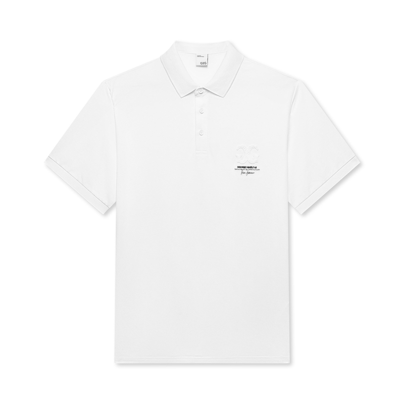 GXG男装白色老花印花简约基础商务短袖polo衫 2023年夏季新品_虎窝淘
