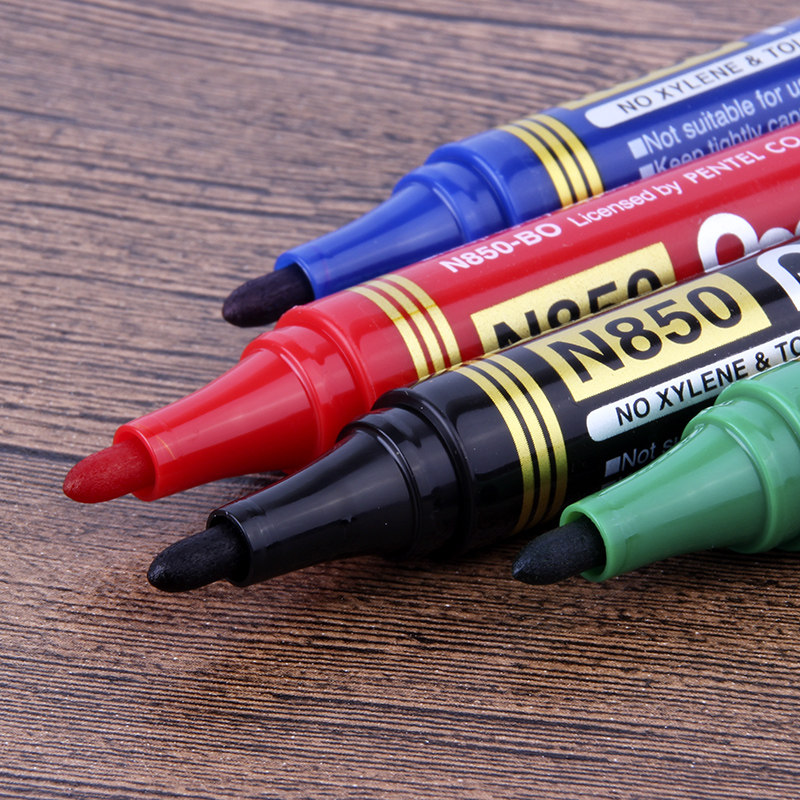 【买二份送一份】日本Pentel派通N890不褪色圆头记号笔无毒防水油性笔箱头笔_虎窝淘