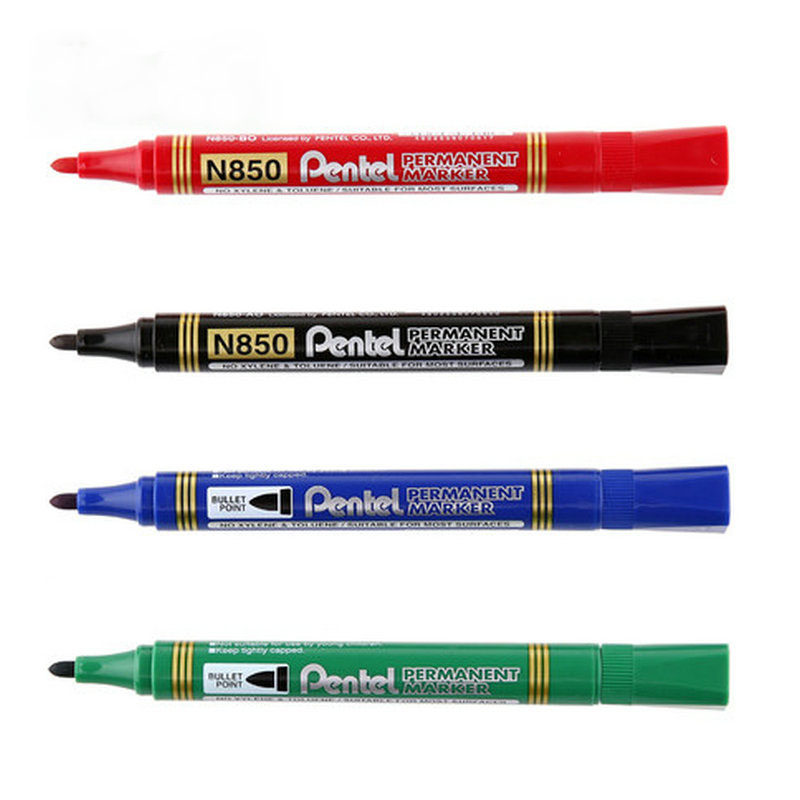 【买二份送一份】日本Pentel派通N890不褪色圆头记号笔无毒防水油性笔箱头笔_虎窝淘