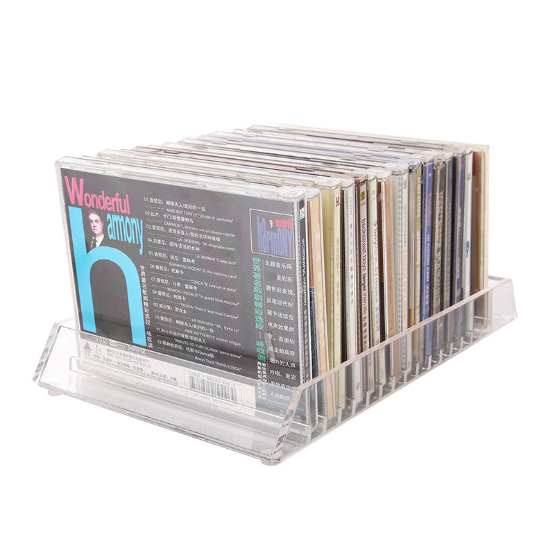 时尚简约设计亚克力透明水晶感多格桌面CD盒碟片收纳盒CD陈列架_虎窝淘