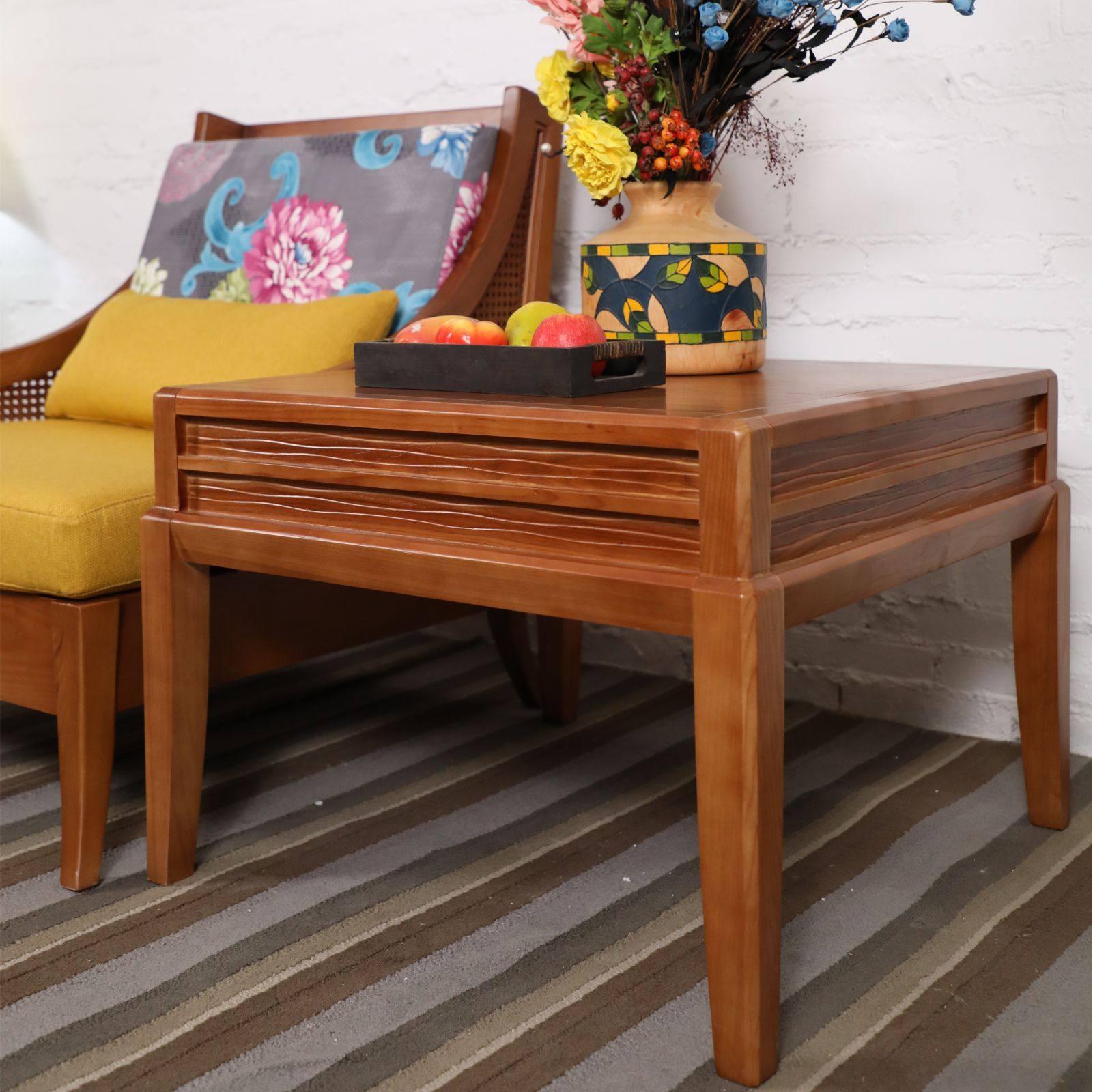 筑家实木边几客厅简约小茶几东南亚风格家具槟榔色沙发角几茶桌_虎窝淘