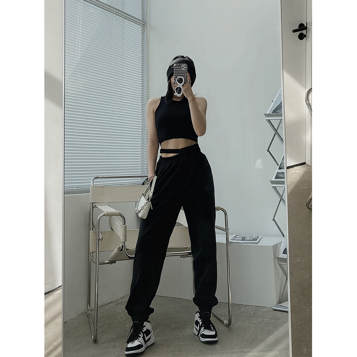 RRM休闲裤子直筒运动卫裤女宽松束脚显瘦百搭2021新款高街潮ins_虎窝淘