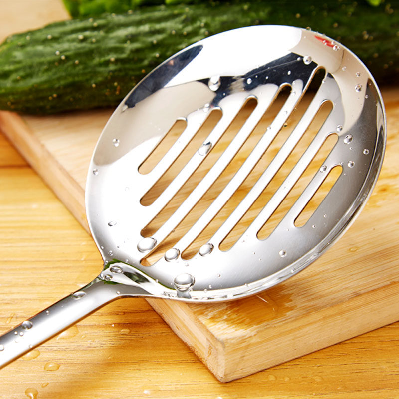 包邮精钻款304不锈钢漏勺中式滤油勺笊篱带挂钩厨房烹饪用具厨具_虎窝淘