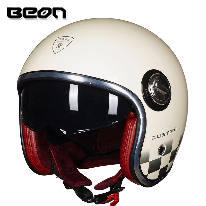 BEON摩托车半盔电动车哈雷头盔男女复古机车四季通用夏季3C认证潮_虎窝淘