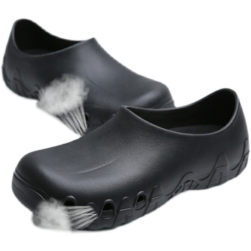 厨师鞋防滑透气厨房医院专用工作鞋夏季护士鞋男女食品厂工鞋黑白_虎窝淘