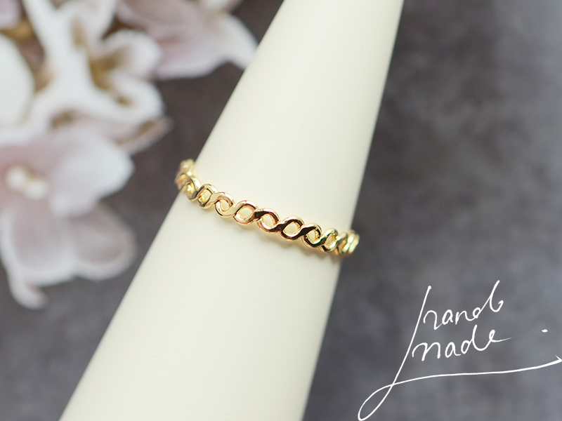 VX13可绑珠链条编织开口调节戒指圈 18K包金镀18K金镀金 1枚_虎窝淘