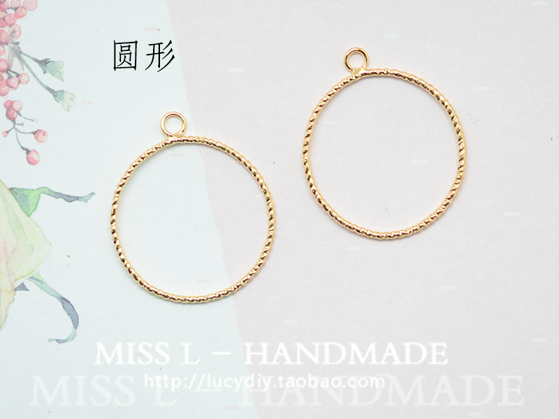 V85批花带吊几何图形 18K包金镀18K金吊坠耳环耳饰配件DIY 1枚_虎窝淘