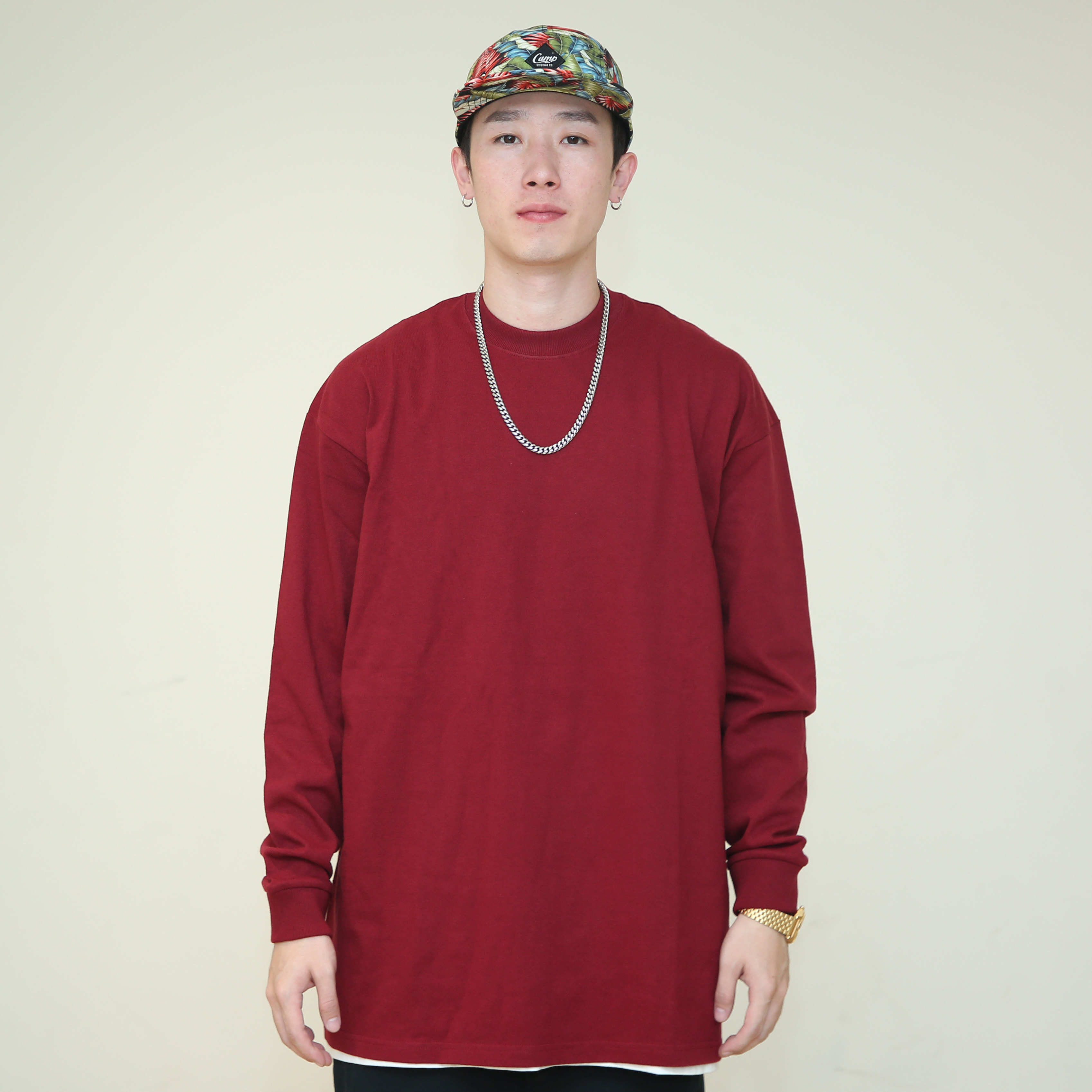 bboy嘻哈街舞popping hiphop urban dance练舞小领口全棉纯色长袖_虎窝淘