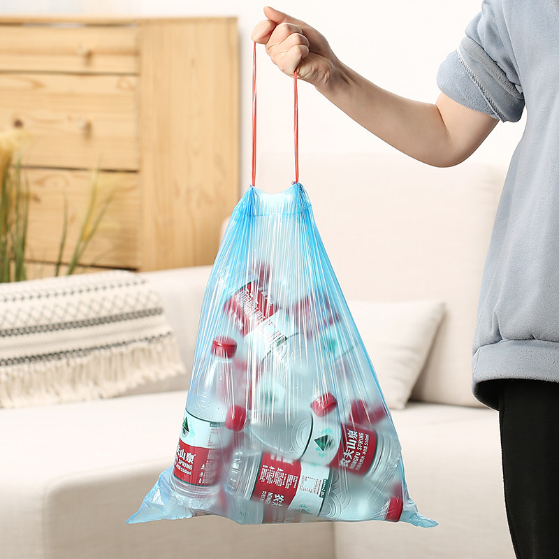 抽绳垃圾袋家用手提式实惠装抽绳加厚拉圾圾桶塑料袋黑色背心大号_虎窝淘