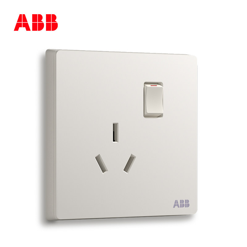 ABB开关插座面板轩致无框雅典白色空调16A一开三孔带开关AF228_虎窝淘