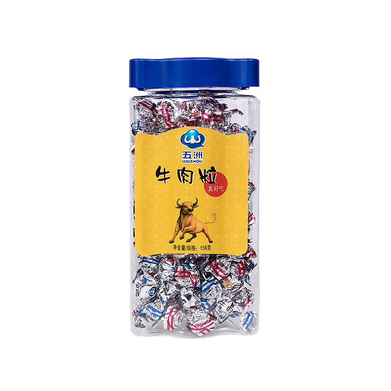 五洲牛肉粒礼盒包装安徽蒙城特产风干牛肉干糖果节日年货156g*2桶_虎窝淘