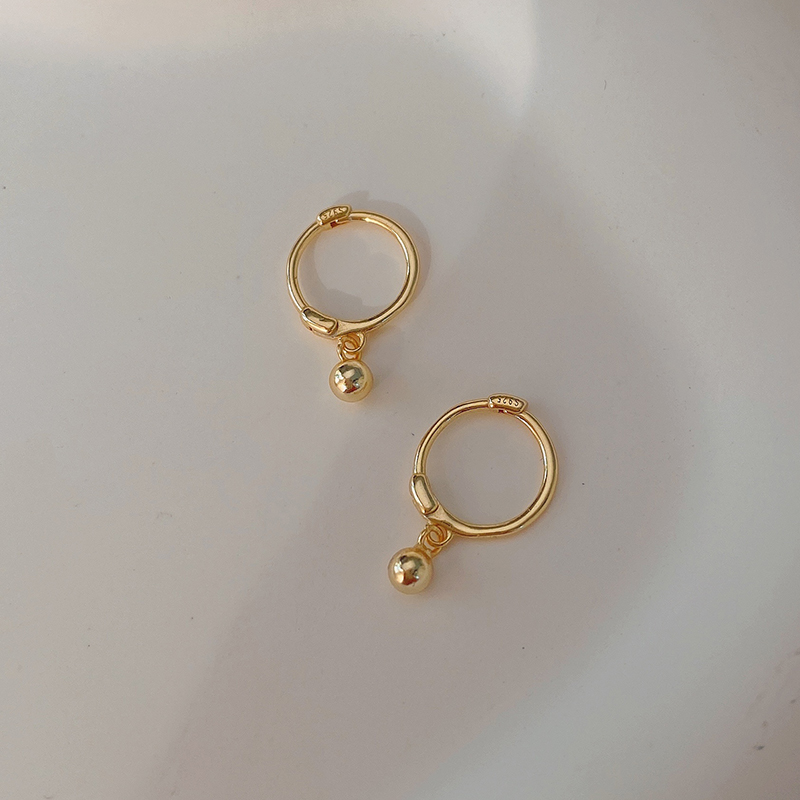 925纯银圆珠耳扣女夏2023年新款潮气质设计感耳环2022设计感耳圈_虎窝淘