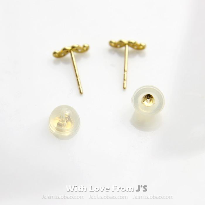 韩国纯14K黄金绅士小胡子耳钉耳骨钉镶嵌俏皮可爱耳饰售完无补_虎窝淘