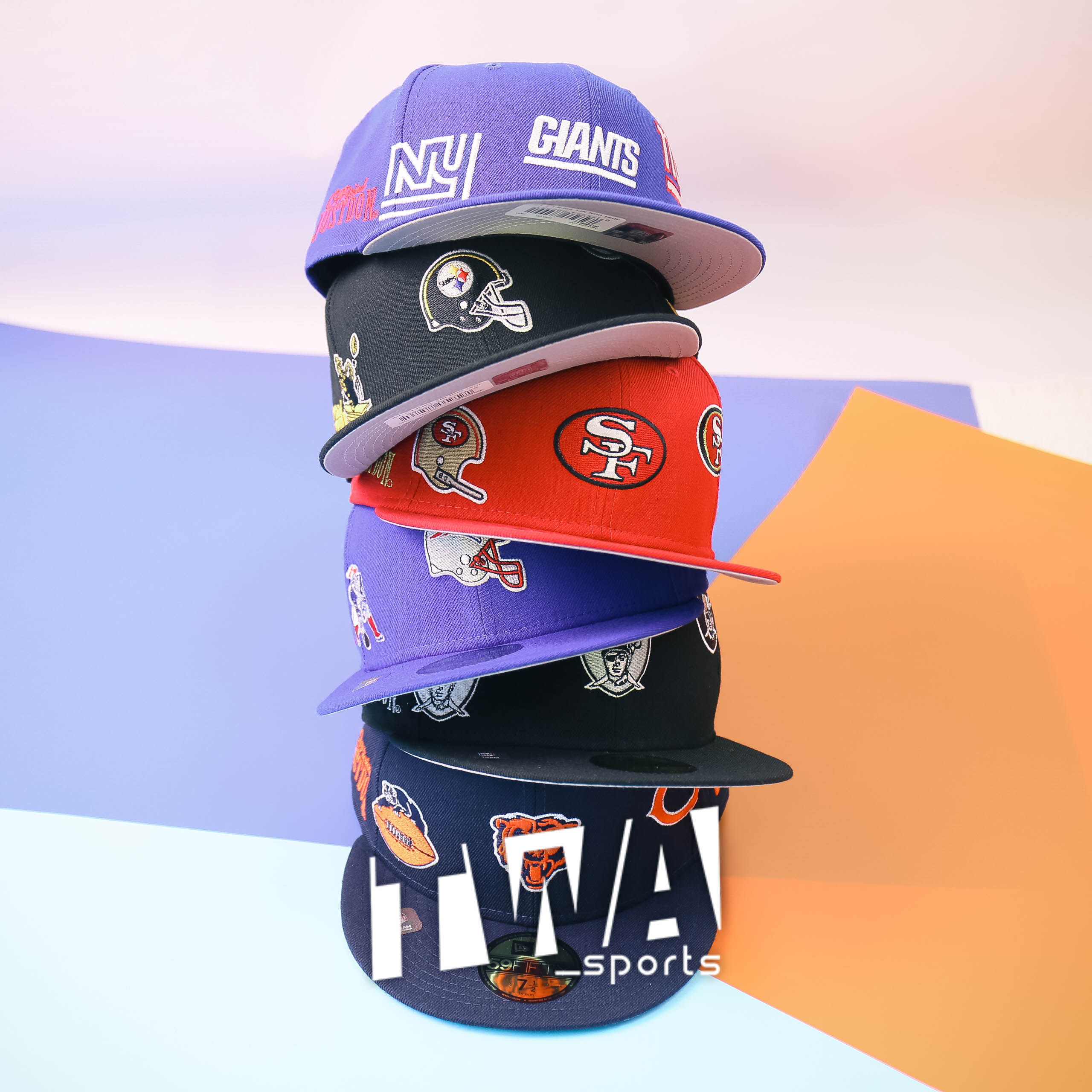 New Era纽亦华x JUST DON联名女男潮流满印全封NFL棒球帽平檐帽子_虎窝淘