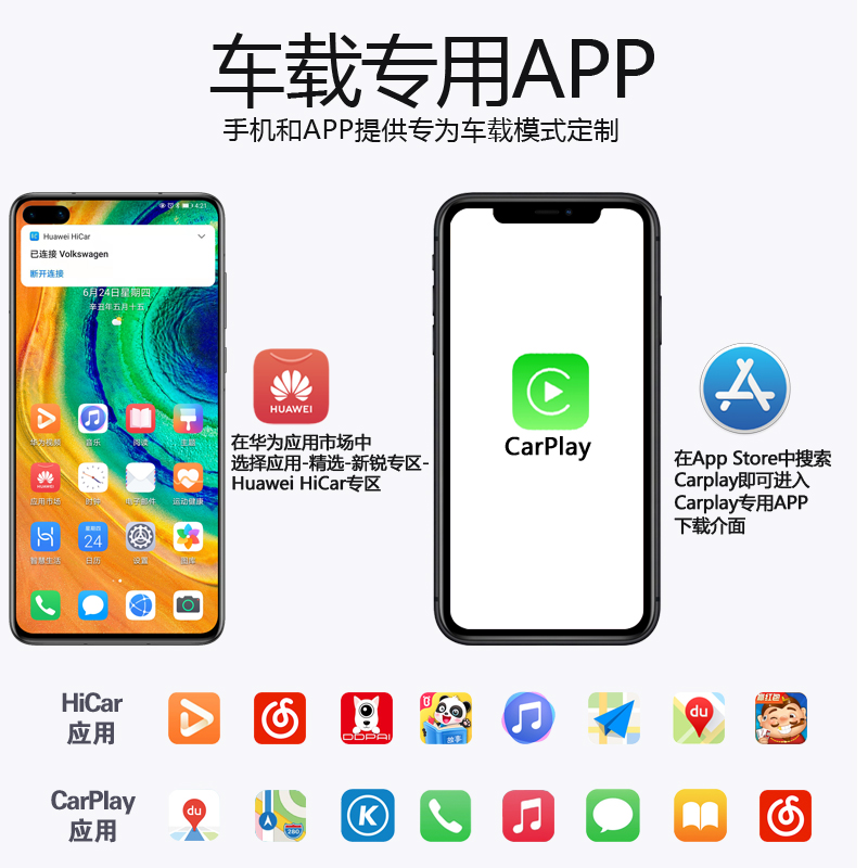 安卓大屏转无线苹果CarPlay+华为HiCar即插即用车载智能互联盒子_虎窝淘