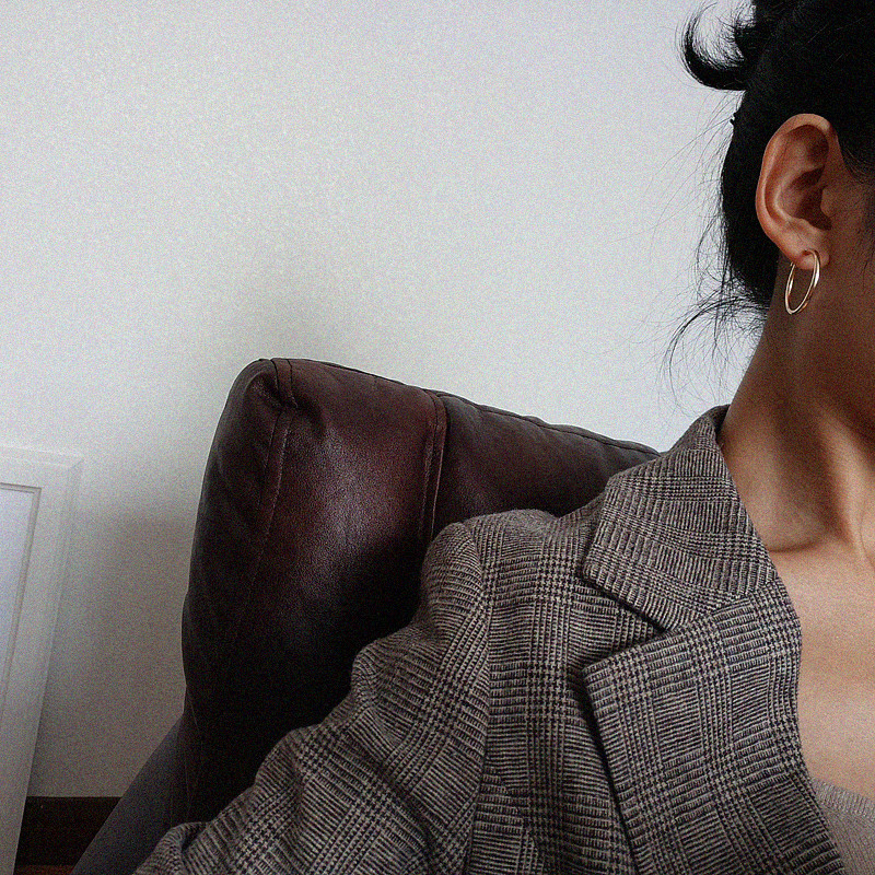 TWOR/美国进口14k注金包金必入基础款耳圈耳环百搭ins气质_虎窝淘