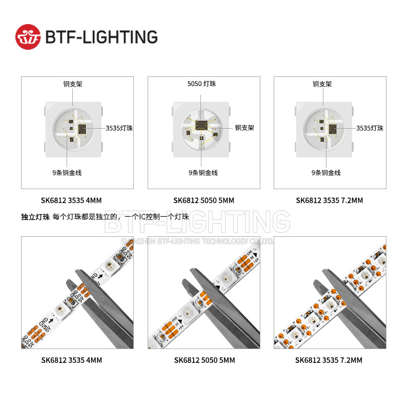 精品SK6812/WS2812B窄板宽4MM5MM全彩led灯条3535贴片5V幻彩灯带_虎窝淘