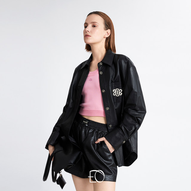 EO Autumn New Sheepskin Leather Jacket Retro Wide Shoulder Silhouette ...