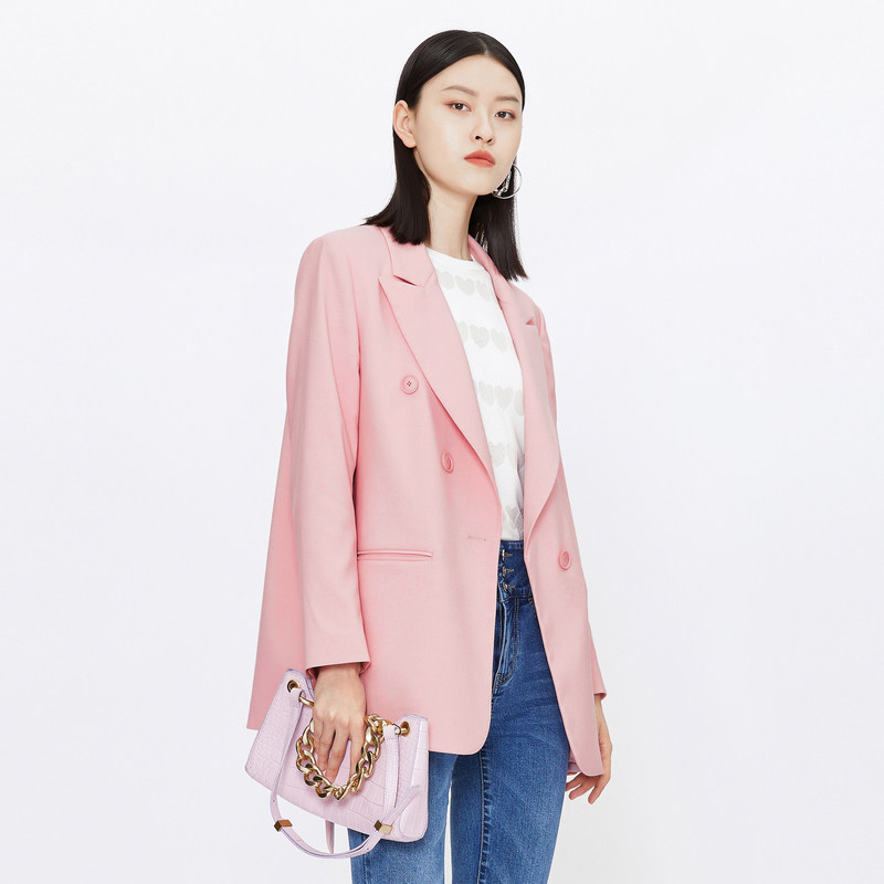 飘蕾2023春季新款通勤气质粉色西装温柔洋气高级感外套女peoleo_虎窝淘