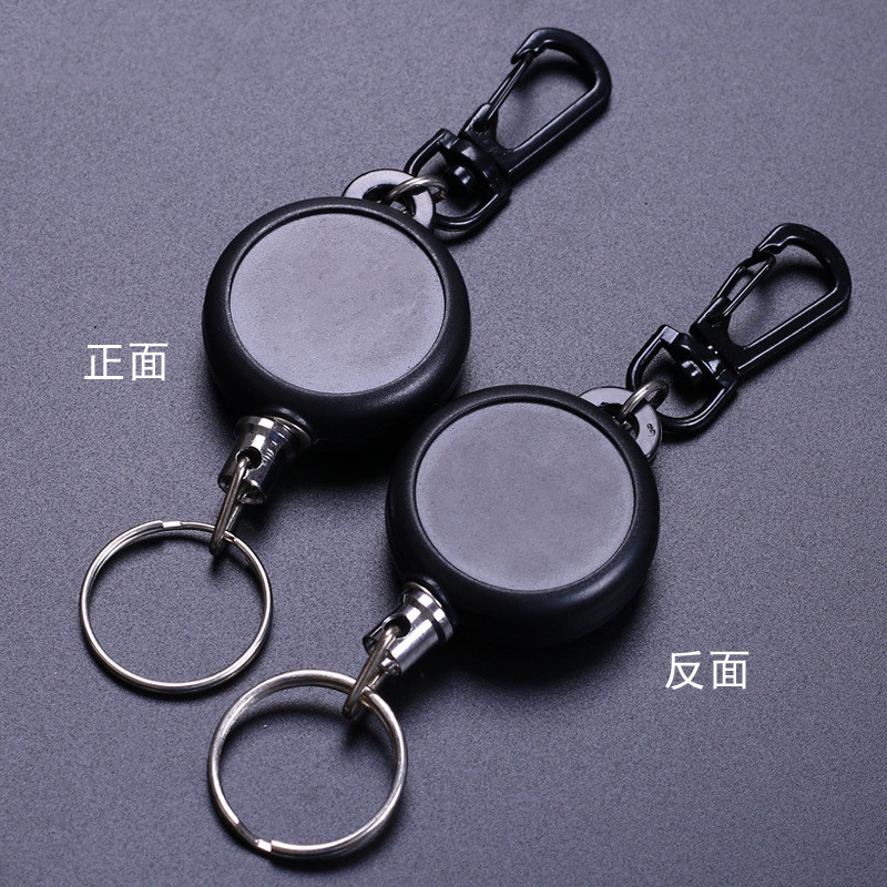 伸缩钥匙扣创意不锈钢钢丝绳钥匙扣防丢防盗钥匙链回弹伸缩钢丝绳_虎窝淘