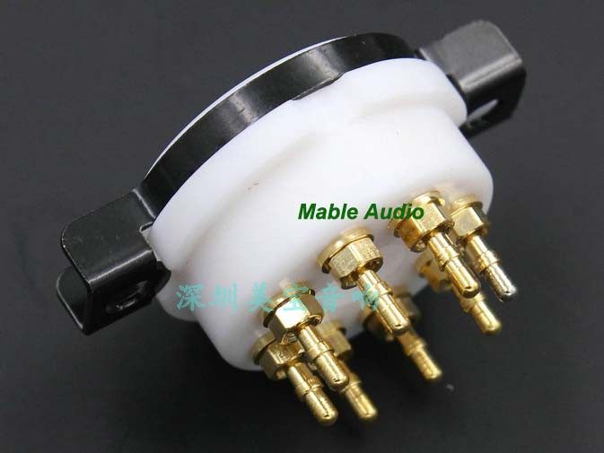 EIZZ特氟龙铁氟龙大8脚镀金电子管座 KT66 KT88 6SL7 6SN7 EL34_虎窝淘