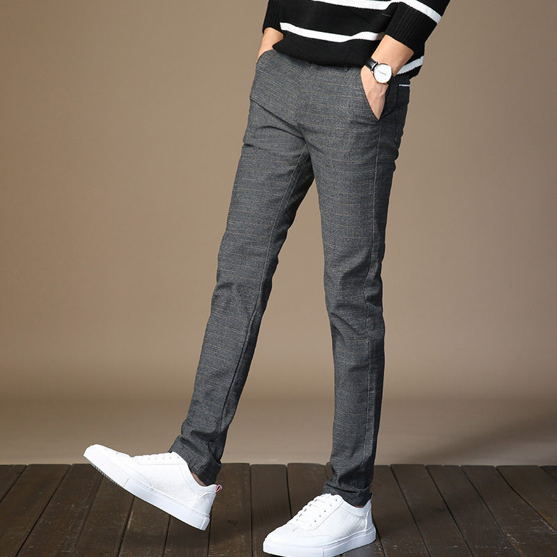 Men Casual Pants Slim Fit Business Office Work Long Trousers_虎窝淘